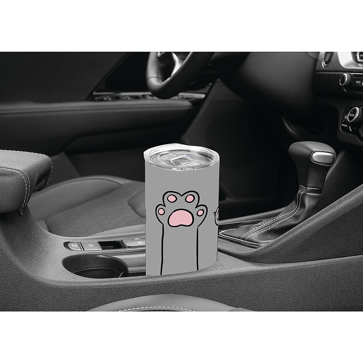 Elanze Designs Rock Paper Scissors Kitty Cat Paw Claws Wrap-Around Design 20 Ounce Stainless Steel On-The-Go Coffee Travel Insulated Skinny Tumbler Mug Cup, Slide Top Lid, MRC-20OZ-SH286