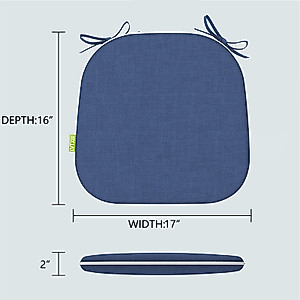 LVTXIII Patio Seat Cushions D16 x W17 Inches Outdoor Chair Pads All Weather Chair Cushions for Garden Patio Furniture Chair Home Set of 4 – Navy Textured