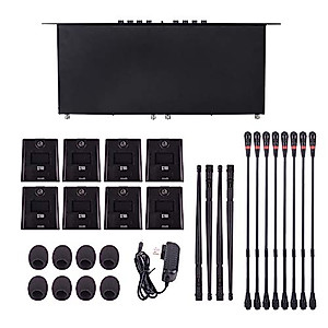 XTUGA CM280 UHF 8 Channel Professional Gooseneck Microphone System Conference Mics Fixed Frequency Super-Low Background Noise for Large conferences(Frequency A)