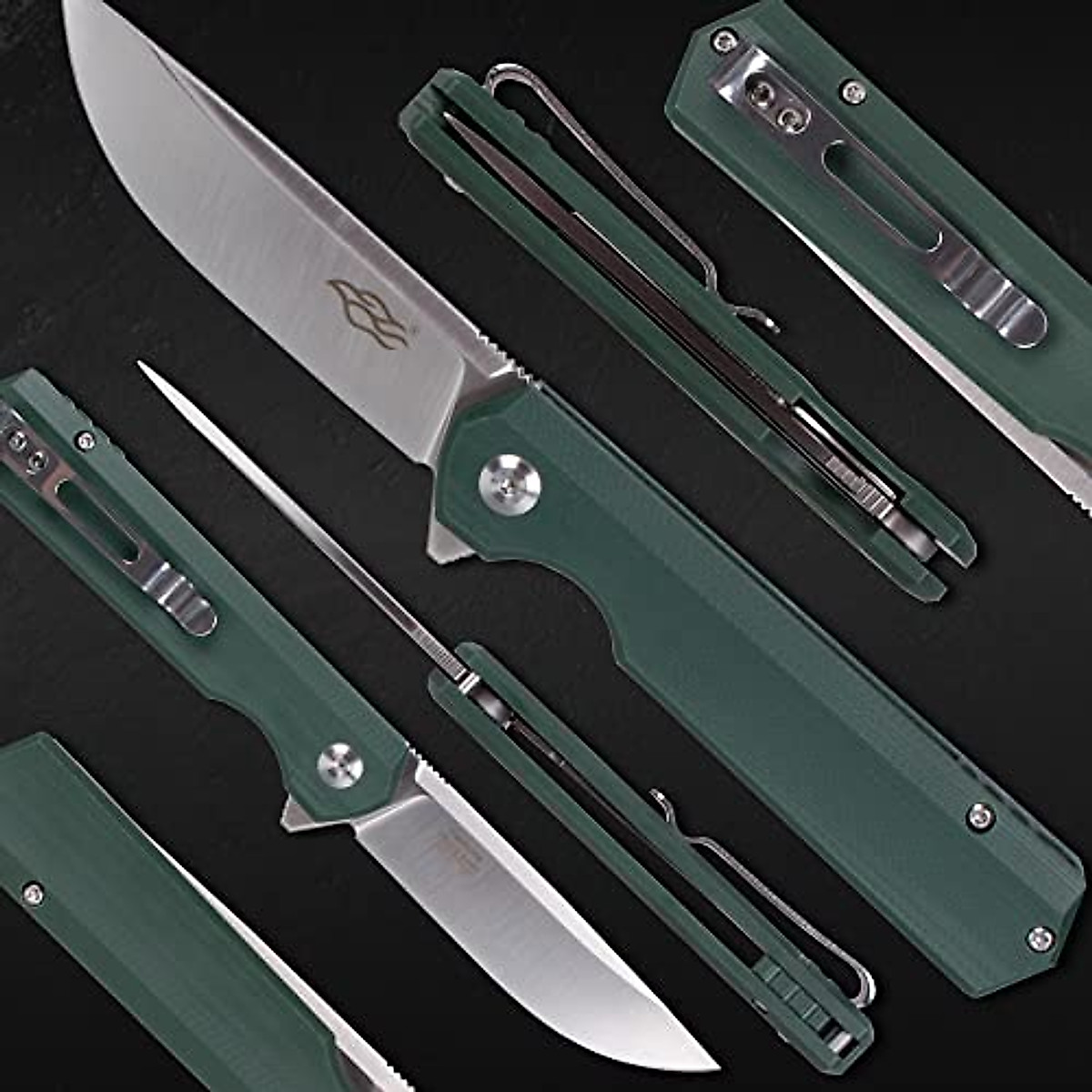 Firebird GANZO FH11 Top Pocket Folding Knife D2 Steel Blade Anti-slip G10 Handle with Clip Hunting Gear Fishing Camping Outdoor Folder EDC Pocket Knife (Green)