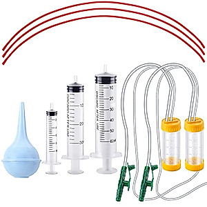 9 Pieces Puppy Feeding Tube Kit Includes 8 FR Red Rubber Kitten Feeding Tubes 10 ml Clear Feeding Tube Syringes Bulb Syringe Feeding Tools for Small Animals Pet Supplies Feeding Measuring Watering