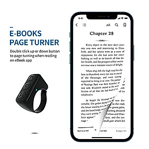 TIKTOK Bluetooth Remote Control, Kindle App Page Turner, Camera Selfie Remote, Tiktok Scrolling Ring for iPhone iPad iOS, Android (Black)