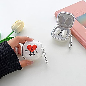 Earphone Case for Samsung Galaxy Buds Live/Buds pro/Buds 2/Buds2 pro Charging Box,Fashion Popular Cool Bad Bunny Transparent Earphone case with Hook