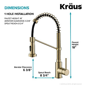KRAUS Bolden Commercial Style 2-Function Single Handle Pull Down Kitchen Faucet in Spot-Free Antique Champagne Bronze, KPF-1610SFACB