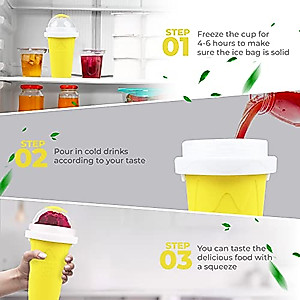 Slushy Maker Cup - Travel Slushie Cup, TIKTOK Quick Freeze Magic Cup, Double Layer Slushy Cup, Cooler Smoothie Silicon Cup, Mini Ice Cream Maker, Slushies - Yellow.