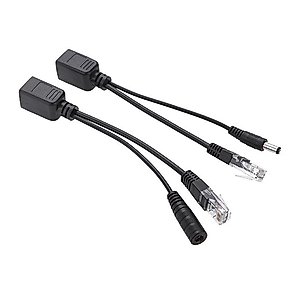 BeElion 4Pairs Passive PoE Injector and Splitter Kit with 5.5x2.1 mm DC Powerline Adapter Connector for IP Security Camera 10/100Mbps Network
