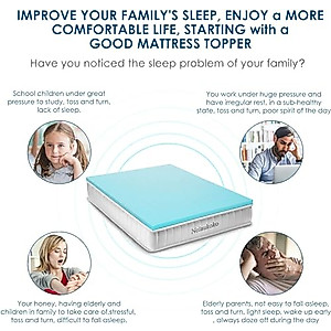 Nelaukoko 2 Inch Memory Foam Mattress Topper Queen Mattress Pad, Ventilated Gel Bed Foam Topper Queen Size