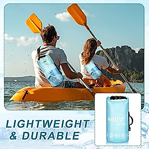 Lewtemi 3 Pieces Waterproof Dry Bag 5L Roll Top Transparent Dry Storage Bag Backpack Lightweight Dry Pack for Men Women Travel Swimming Boating Kayaking Camping Beach Fishing Surfing