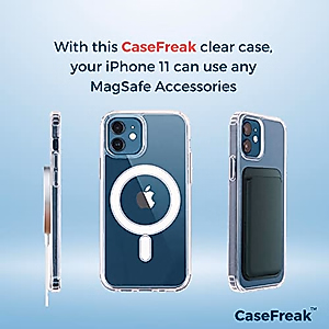 CASEFREAK Clear Case for iPhone 11 Pro Max with Magnetic Ring, Compatible with Mag-Safe Accessories, Slim Fit, Protective Case for iPhone 11 Pro Max (6.5" Screen)