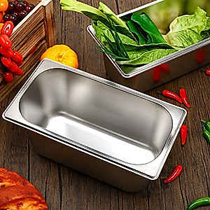 10 Pack Hotel Pans Stainless Steel Steam Table Water Pan 1/3 Size, 0.8 mm Thick Steam Pan Anti Warming Pans for Food Warmer Party Restaurant Catering Supplies, 12.8 x 6.9 Inch (6 Inch Deep)