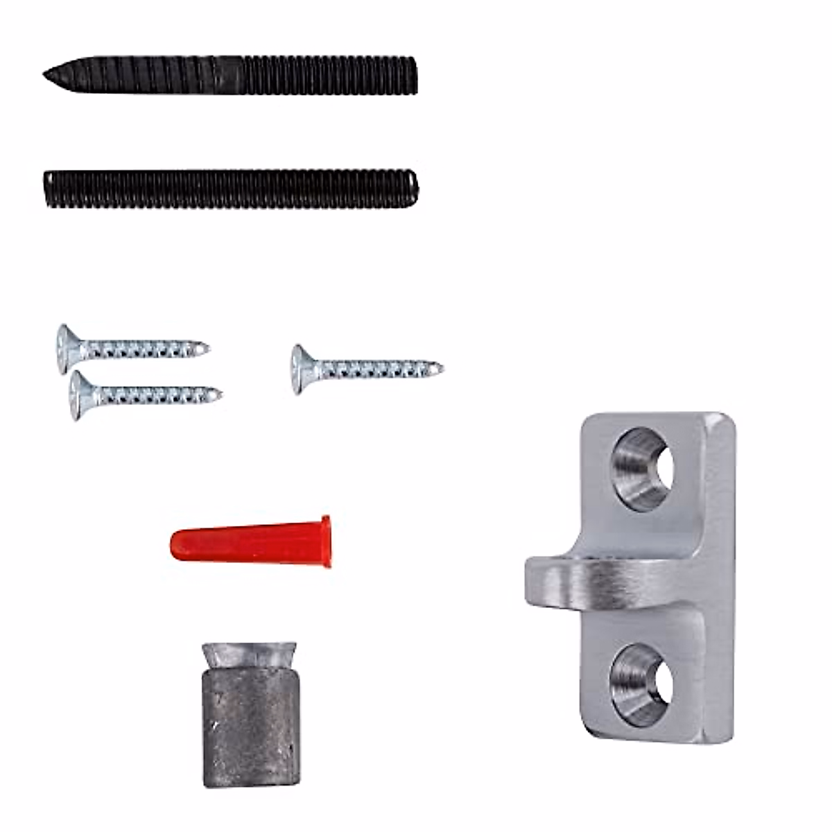 Aluminum Finish Floor Mounted Heavy Duty Door Stop with Hook and Holder