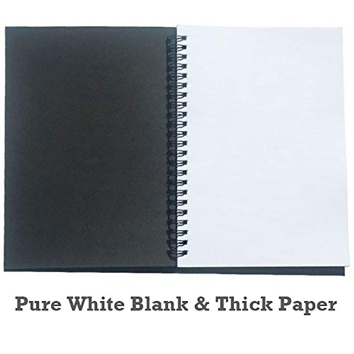 Spiral Notebook, 3Pack Spiral Journal, Thick Pure White Paper 120 Pages Wirebound Notebooks, Sketch Pads& Planner（Black)