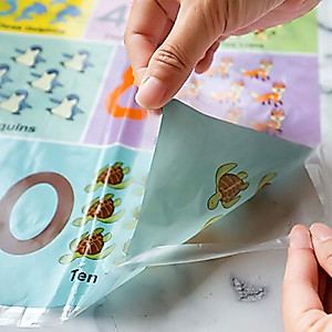 Youngever 80 Disposable Placemats Table Topper, Extra Sticky (4 Sides) Adhesive Peel and Stick Strip Disposable Mats for Kids Toddlers Baby Children, 18 Inch x 12 Inch Kids Safe (Number)