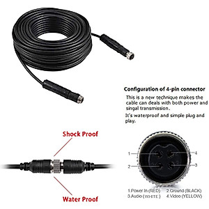 DALLUX Heavy Duty Vehicle Truck Bus Backup Camera System,Waterproof Night Vision Rear View Camera with 7 inch Monitor+66ft 4 PIN Camera Cable for Bus Truck Van Trailer RV Campers Motor Home(12V 24V)