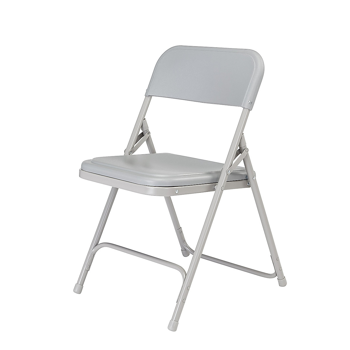 National Public Seating 800 Series Steel Frame Premium Light Weight Plastic Seat and Back Stacking Folding Chair with Double Brace, 480 lbs Capacity, Grey