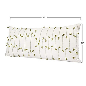 Creative Co-Op Handwoven Cotton Blend Lumbar Pillow with Tassels, Green