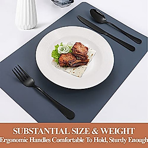 Lazycorner 30 Pcs Black Silverware Set for 6, Food Grade Stainless Steel Flatware Set Include Fork/Knife/Spoon, Mirror Polished Eating Utensils Sets, Durable Silverwear Cutlery Set, Dishwasher Safe