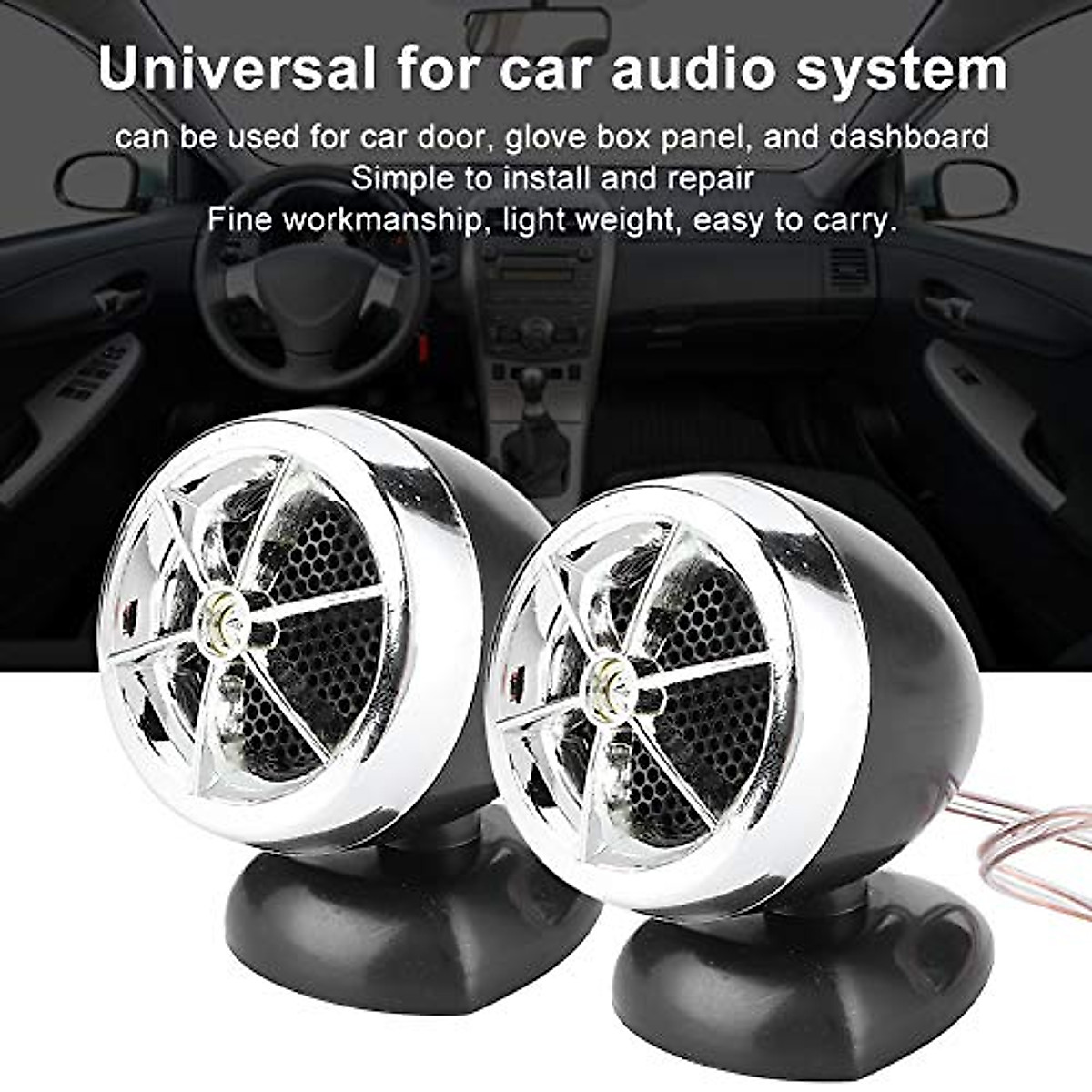Acouto Car Speakers 1200W 12V Tweeter Mini Horn Music Dome Loudspeaker Audio Speaker for Car Audio System Car Door Speakers Car Audio Tweeters(Silver)
