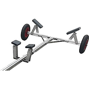 Multisport Portable Carry and Launch Small Boat Trailer, Adjustable Length 4', 7.5', 11', Hitch Sizes 1 7/8", 2", 16" Beach Wheels, Kayak, Canoe, SUP, Paddleboard (With T Bar Dolly Handle)