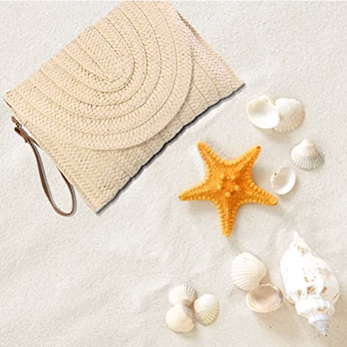 YYIHER Straw Clutch Bags for Women, Straw Shoulder Bag Summer Purse Woven Beach Bags Envelope Bag for Ladies White
