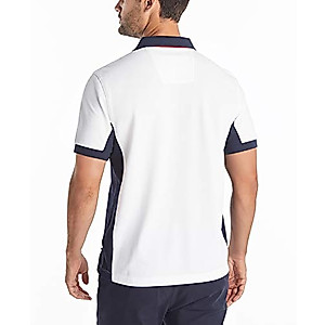 Nautica Men's Short Sleeve Color Block Performance Pique Polo Shirt, Bright White, XX-Large