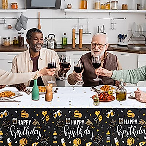 3 Pieces Whiskey Birthday Tablecloth Whiskey Cheer Happy Birthday Table Cover Beer Tablecloth Whiskey Birthday Party Decorations for Men Birthday Beer Theme Parties, 54 x 108 Inches
