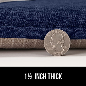 Gorilla Grip Tufted Memory Foam Chair Cushions, Set of 4 Comfortable Pads for Dining Room, Slip Resistant Backing, Washable Kitchen Table, Office Chairs, Computer Desk Seat Pad Cushion, 16x17 Navy