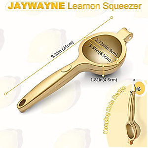 Lemon Squeezer, Large Citrus Juicer and Lemon Juicer Hand Press Heavy Duty Lime Squeezer Easy Squeeze Manual Juicer JAYWAYNE Metal Hand Juicer Kitchen Tools and Gadgets For Making Fresh Juice (Gold)