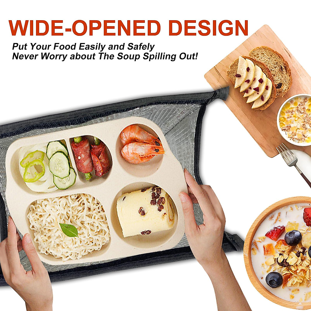 Mziart Minimalist Lunch Bag, Reusable Insulated Lunch Bag for Women Men Lunch Box Container Leakproof Simple Bento Lunch Tote Adults Lunch Cooler Bag for Work Office Picnic or Travel (Black)