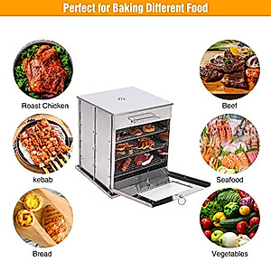 Lineslife Stainless Steel 304 Fastfold Camping Oven with 3 Tier Grill, Portable Outdoor Camp Stove Oven for Propane Stove and Camping Stove, Outdoor Cooking, BBQ, Picnic
