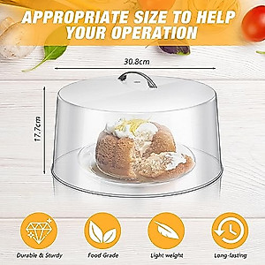 Uiifan 2 Pcs Clear Plastic Cake Cover 12 Inch Round Acrylic Cake Stand Cover 7.5'' Tall Cake Carrier Cake Dome with Metal Handle for Cake Food Stand Plate Tray Pedestal Display, Transparent