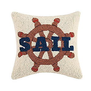 Peking Handicraft 30TG64C16SQ Sail Hook Pillow, 16-inch Square, Wool and Cotton