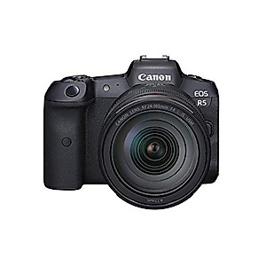 Canon EOS R5 Full Frame Mirrorless Camera + RF 24-105mm F4 L is USM Lens Kit, Black (4147C013) (Renewed)