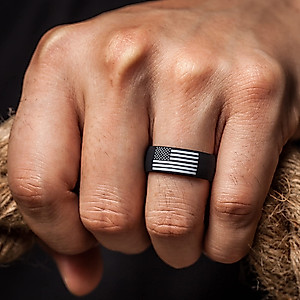 ThunderFit Silicone Wedding Rings for Men, 2 Layers Top Design Bands 8.5mm Wide 2.5mm Thick - 1/4/8/12 Variety Multipack (Pack B - Size 10.5-11 (20.6mm))