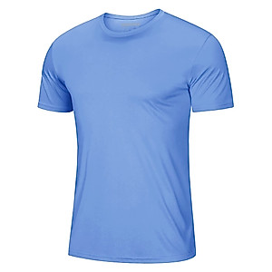Mens Sun Shirts Short Sleeve UPF 50+ T-Shirt Quick Dry Shirts Moisture Wicking Summer Shirts Rash Guard T Shirts Light Blue M