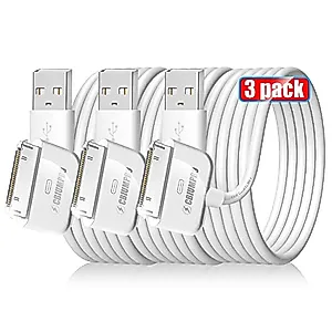 iPhone 4 Charger Cables (3 Pack 3.3 Ft) 30 Pin to USB Fast Charge & Sync Charging Cable Certified for Old Apple iPhone 4s / 4, 3G / 3GS, Old iPad 1/2/3, Old iPod Touch, Old iPod Nano