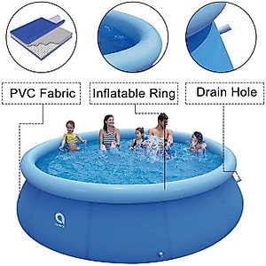 Outdoor 12ft X 30in Inflatable Swimming Pool Above Ground with Pump, 10 Person PVC Folding Swimming Pool for Garden Backyard (with Pump)