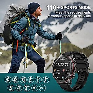 WalkerFit M6 Pro Military Smart Watch for Men Answer/Make Call,Reloj Inteligente,1.43" Fitness Tracker with Heart Rate/Blood Oxygen/Blood Pressure IP68 Waterproof Da fit Smartwatch for Android iOS