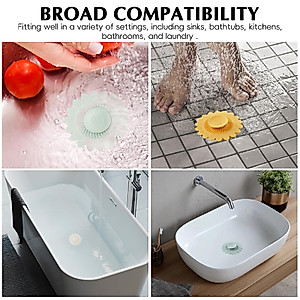 TECHPLUS Shower Drain Hair Catcher - Flowers Bath Drain Silicone Cover, Hair Filter & Drain Stopper for Tub, Sink, Kitchen, Bathroom, Laundry 4Pack