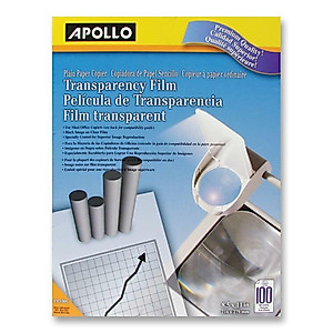 Apollo Plain Paper Copier Transparency Film, Black On Clear, Box Of 100