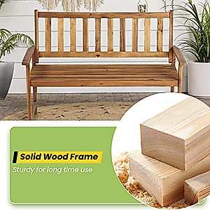 FDW Patio Furniture Outdoor Patio Bench Wood Garden Bench Park Bench Acacia Wood for Pool Beach Backyard Balcony Porch Deck Garden Wooden Furniture, Natural Oiled
