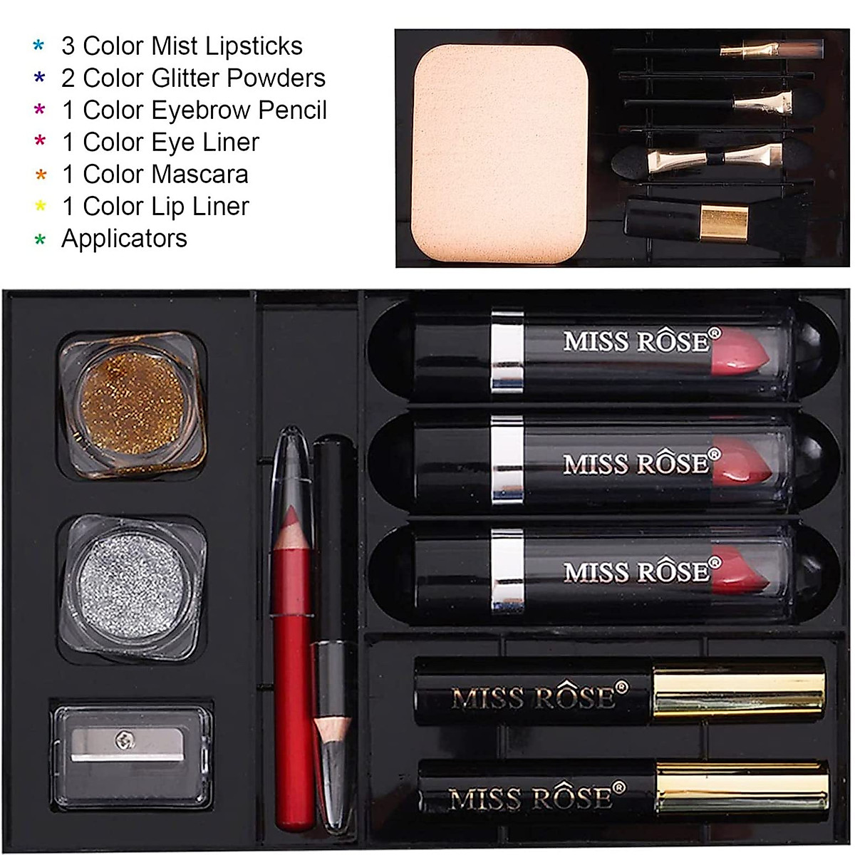 58 colors Professional Makeup Kit for Women, All In One Full Makeup Gift Set for Women Girls Beginner with Eye Shadow Blush, Lipstick, Compact Powder, Mascara, Eyeliner, Lip Liner, Eyebrow Pencil,