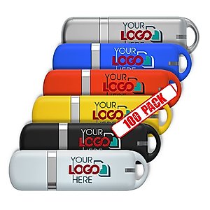 Possibox Custom Promotional USB Flash Drive 128MB Printed with Your Logo - as Campaign Gift Bulk - 100 Pack