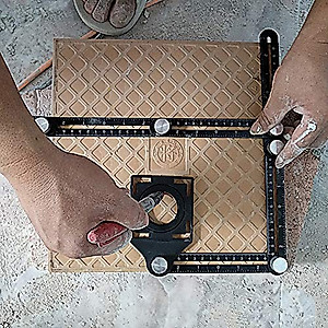 Aluminum Alloy Multi-Function six-fold Ruler Angle Finder Universal Angler Ruler Metal Drill Guide Locator Tile Opening Hole Angle Template Tool Angle Copier for Builders, Craftsmen, Carpenters