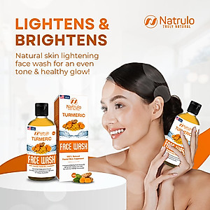 Natrulo Turmeric Face Wash, 4oz Clear Skin Liquid Soap – 100% Natural Anti Aging Exfoliating Turmeric Facial Cleanser for Fading Spots, Clearing Acne Scars, Age Spots, Sun Damage, Discoloration