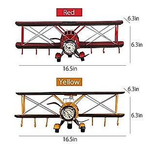 WINGOFFLY Sleves Wall Mounted Metal Floating Shelves Industrial Airplane Shaped Hanging Shelves Display Rack Storage, Red