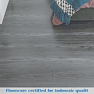 Peel and Stick Floor Tile, 36 Pack 54 Sq.Ft,Vinyl Flooring Tiles Wood Plank Sheet,Self-Adhesive DIY Flooring for Bathroom,Kitchen,Bedroom, Living Room, （36" x 6"，Nature Grey）