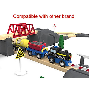 Train Accessories Battery Operated Locomotive Train, Engineering Train Fits All Train Set for Toddlers, Engine Powerful Train Toys for Wooden Railway System, Train for Kids