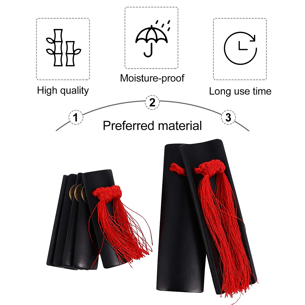 1 Pair Chinese Kuaiban Bamboo Bamboo Musical Instruments Traditional Hand Percussion Castanets Clapper Instrument for Adults Chinese Spring Festival (Black)