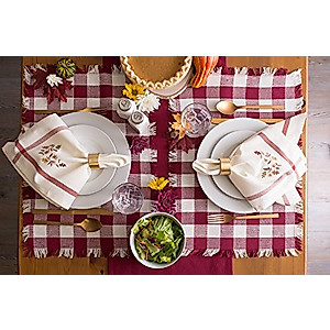 DII Thankful Autumn Collection Fall Tabletop Decoration, Square Napkin Set, 20x20, Falling Leaves, 6 Piece